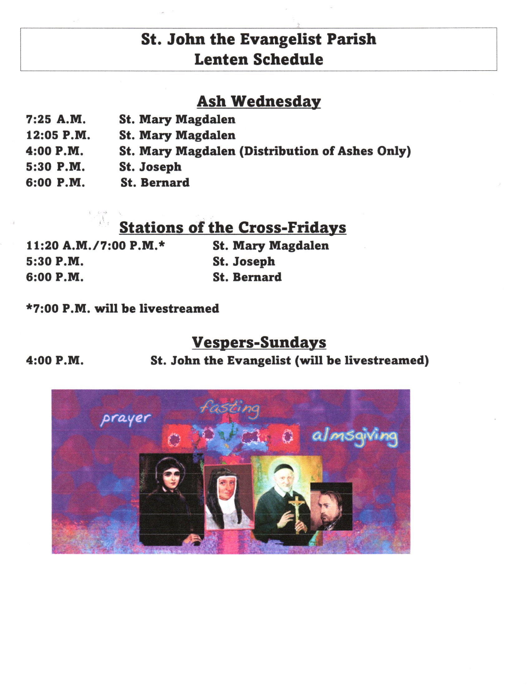Lenten Schedule – 2022 | Welcome to the Catholic Community of St. John ...